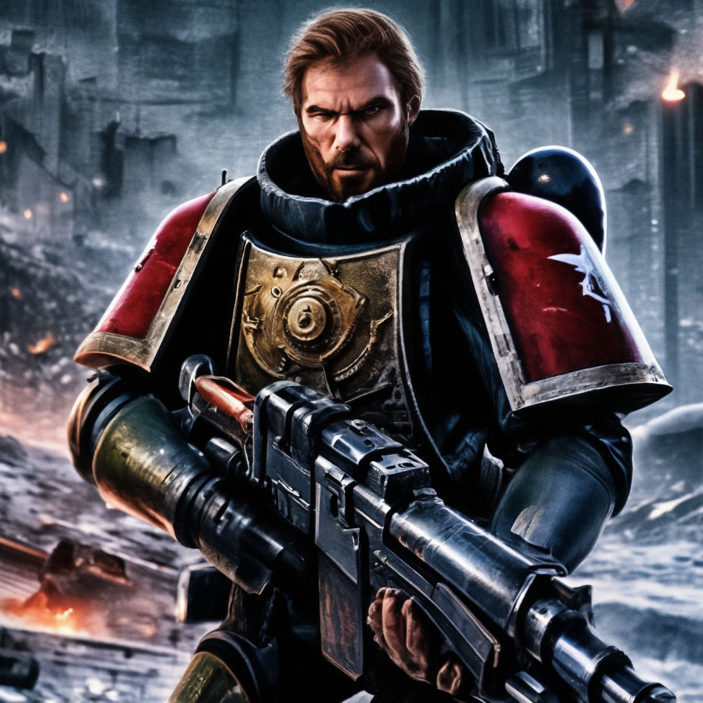 "Cadian Guardsman from Warhammer 40 000, art, night" — image created in ...