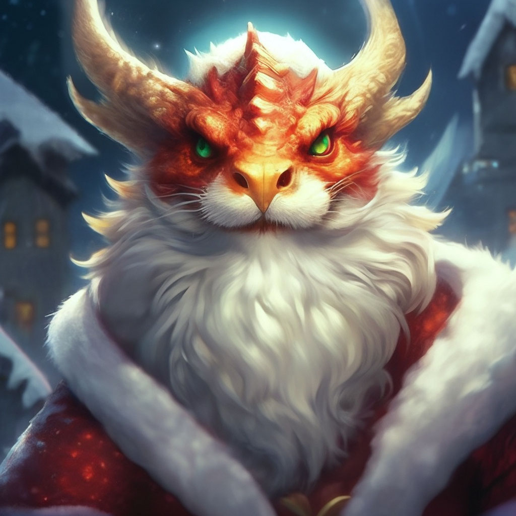 "Santa Claus is a bearded, furry dragon" — image created in Shedevrum