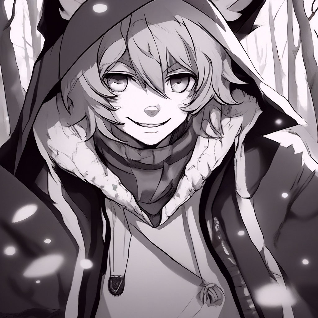 "Wolf guy, cute, anime style, detailing, in the woods, wolf fangs and ...