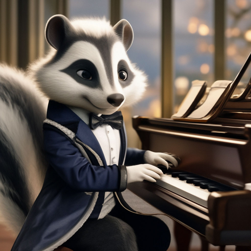 "Magical... anthropomorphic cute, charming skunk, dressed in a tailcoat ...