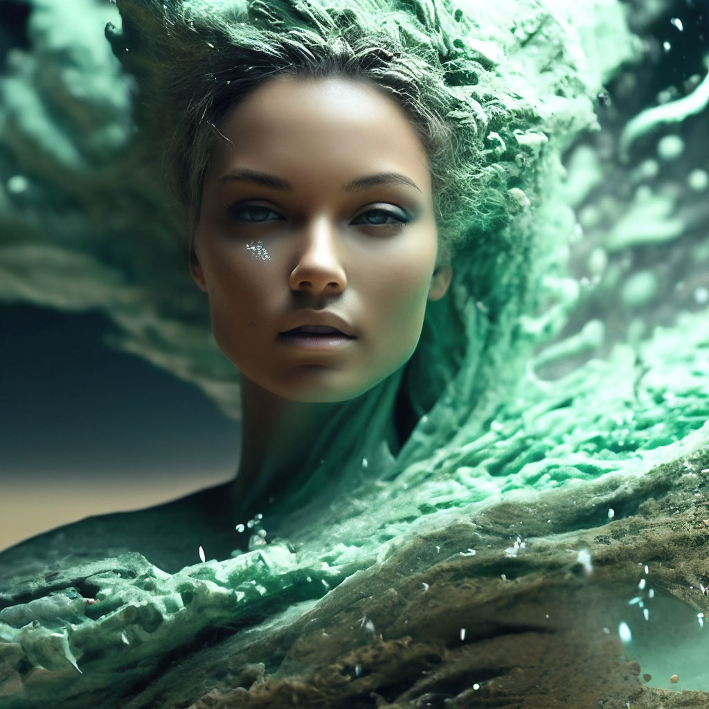 "Hyperrealism, hybrid, fractal mint neon storm, dark art fantasy, the ...