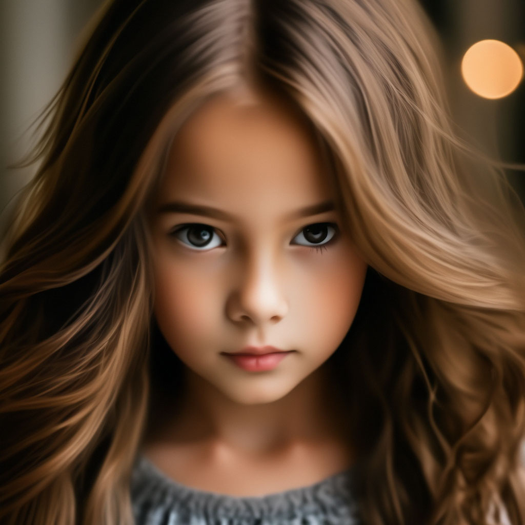 "Child realistic photo of brown hair" — image created in Shedevrum