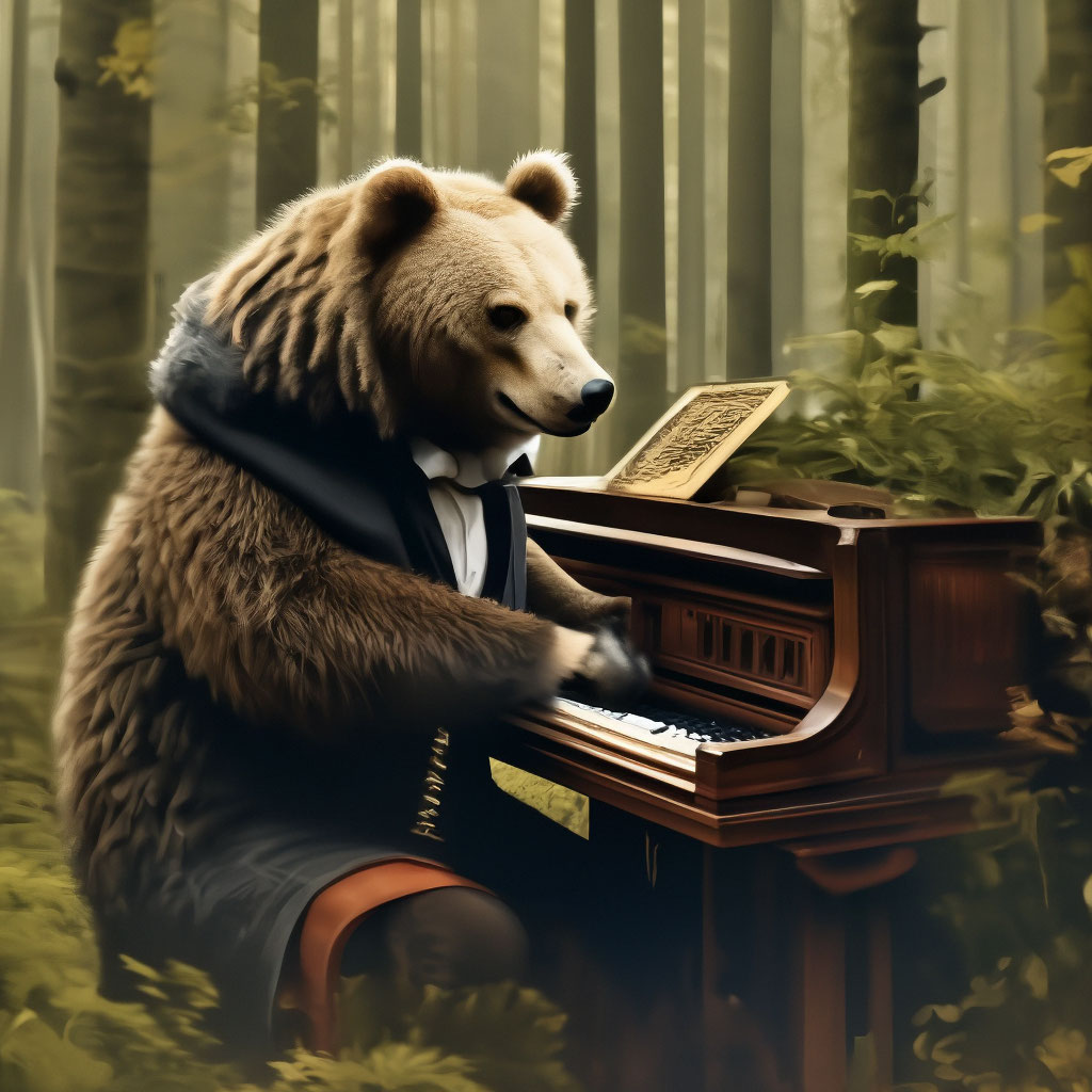 "An engraving in the style of the 18th century. A hybrid of a bear and ...
