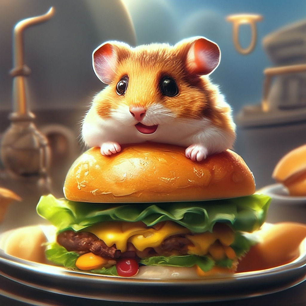 "Hamster burger" — image created in Shedevrum