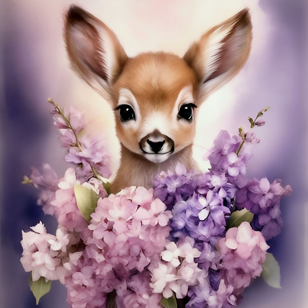 "Watercolor transparent, beautiful cute fluffy fawn,watercolor in ...