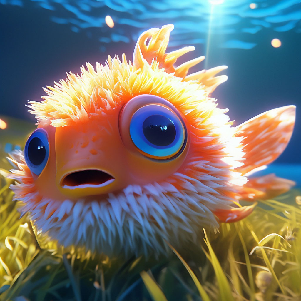 "Cute fluffy unearthly fish, very cute, big fur, beautiful scales that ...