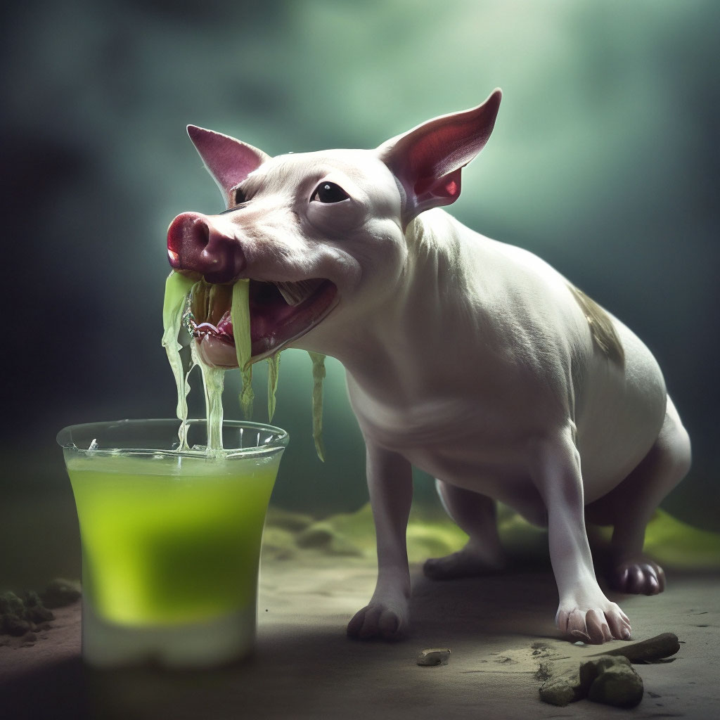 "A creep hybrid of a dog 🐕 and a pig 🐷 slurps juice 🧃from smelly socks ...