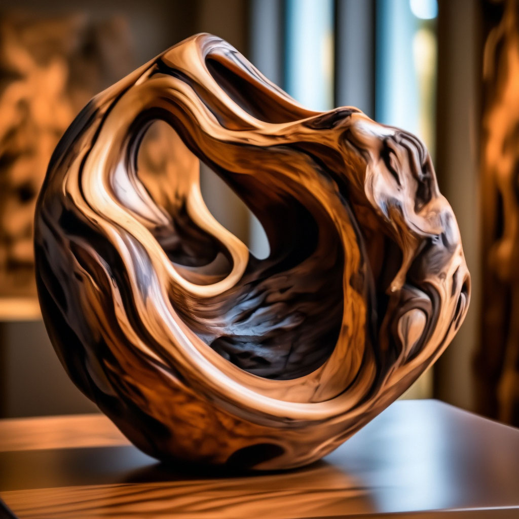 "Sculpture from the root of a rock juniper, in the gallery" — image ...
