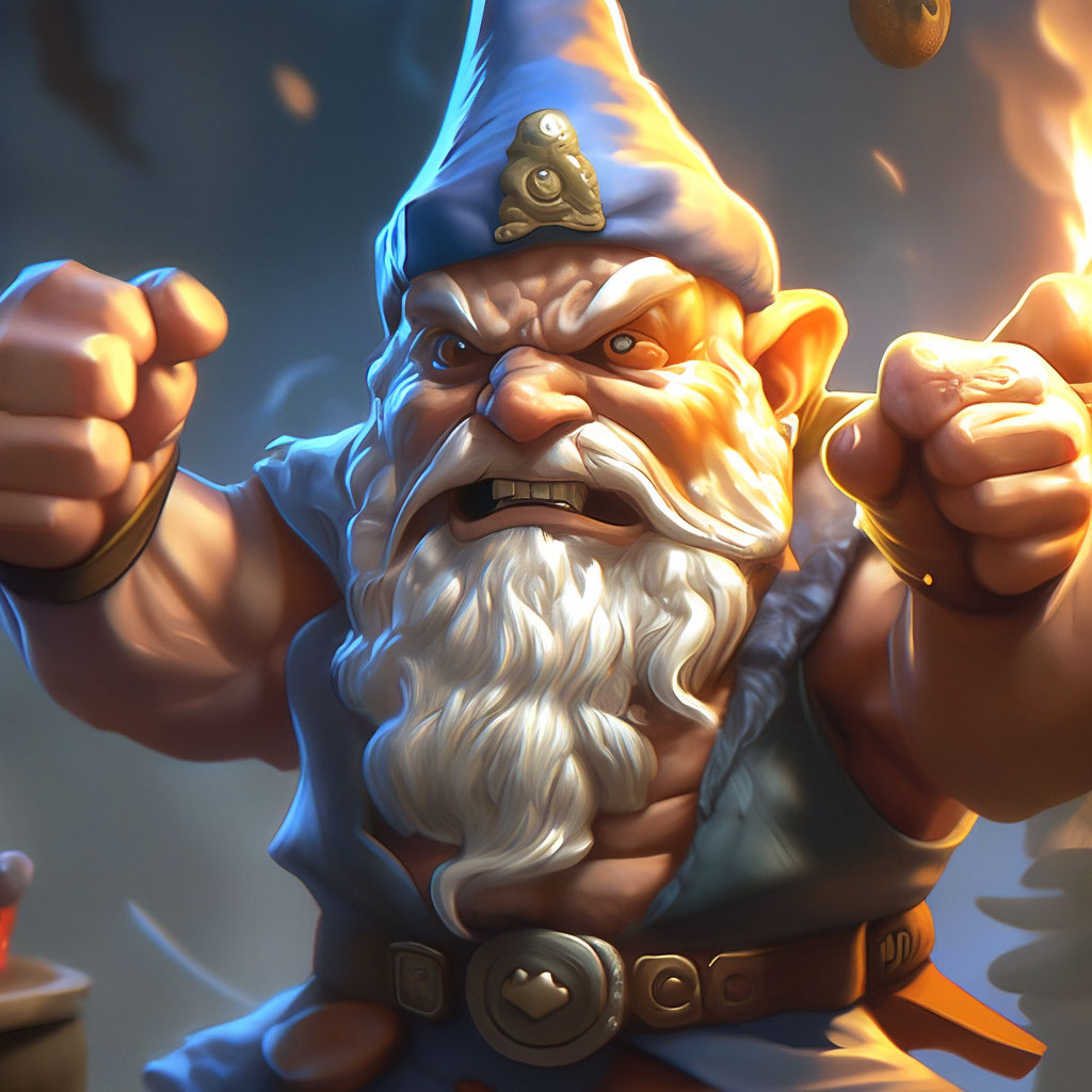 "The gnome is an obscenity, vicious, swears, shakes his fist, alive ...