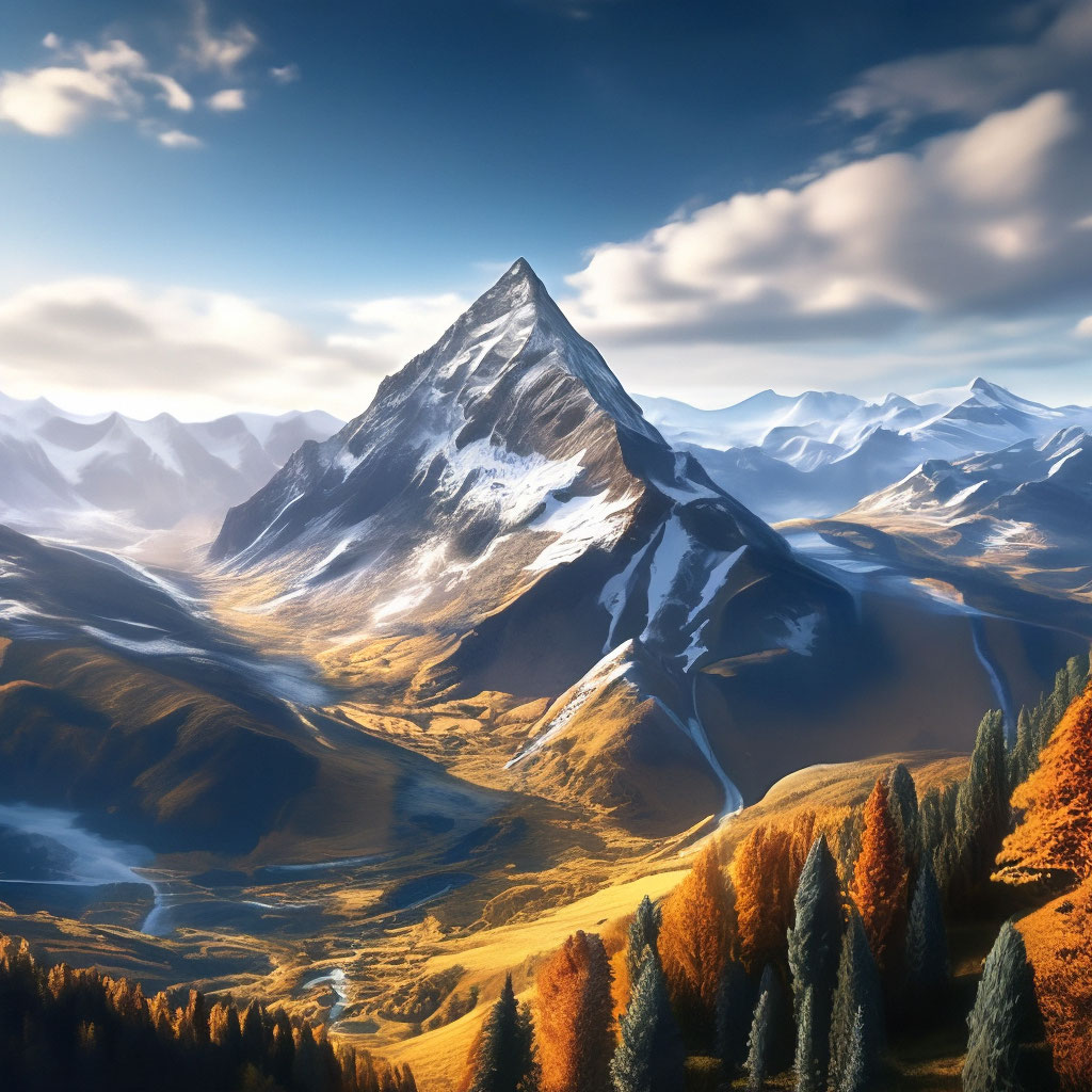 "Beautiful aesthetic mountain landscapes, views, photorealism ...