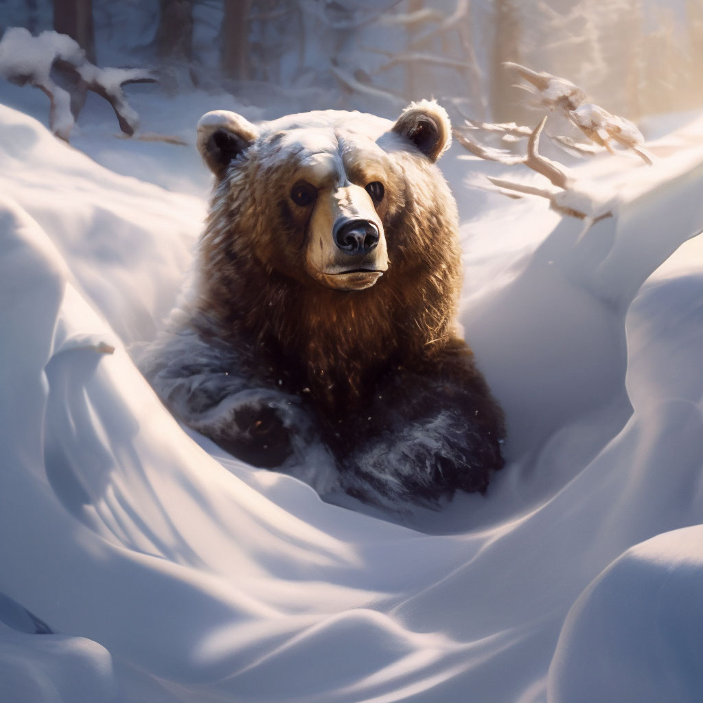 "Bear in a snowdrift" — image created in Shedevrum