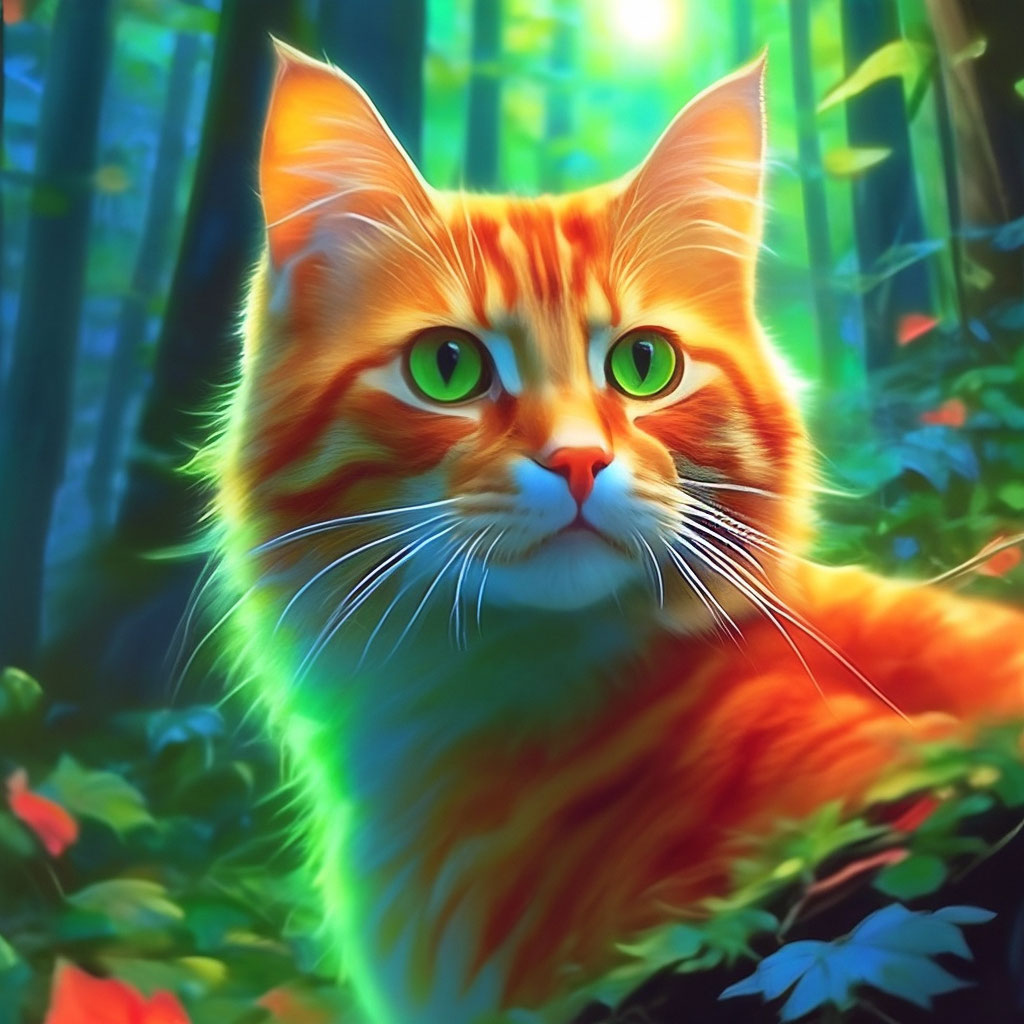 "Hyper-realism, highly detailed digital painting, photo red cat mirage ...