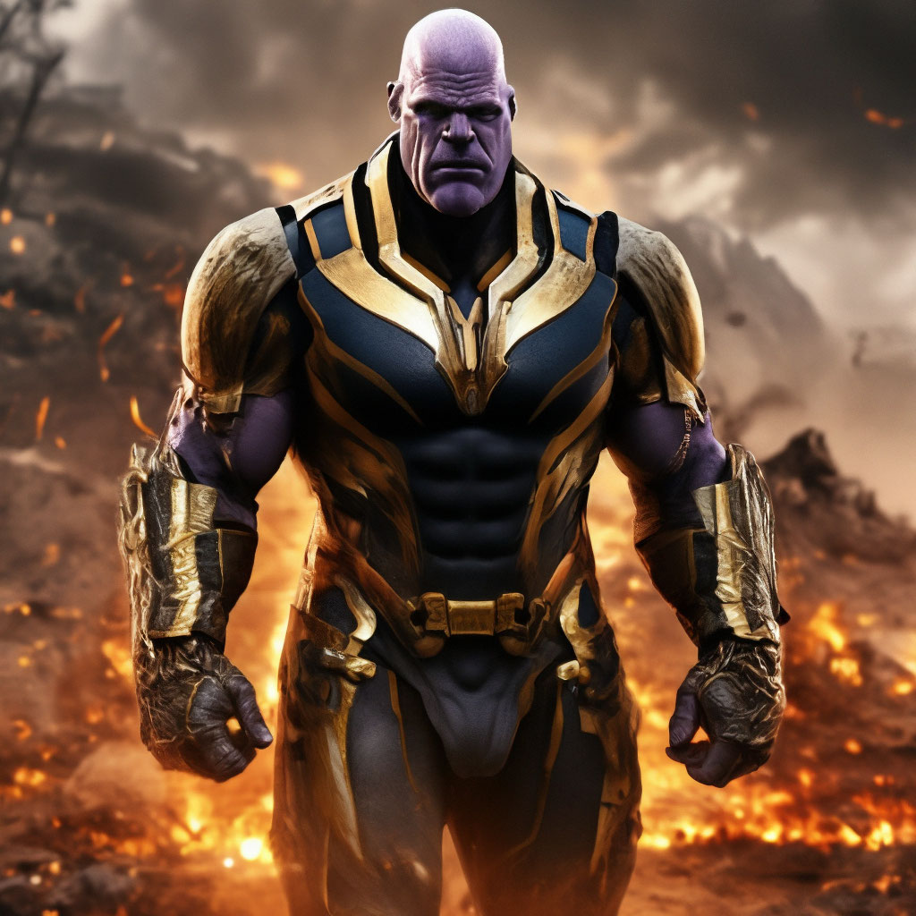 "Thanos with normal skin color" — image created in Shedevrum