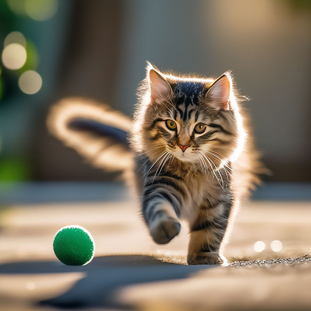 "Cat playing ball, beautiful, realistic, professional photo, 4k, high ...