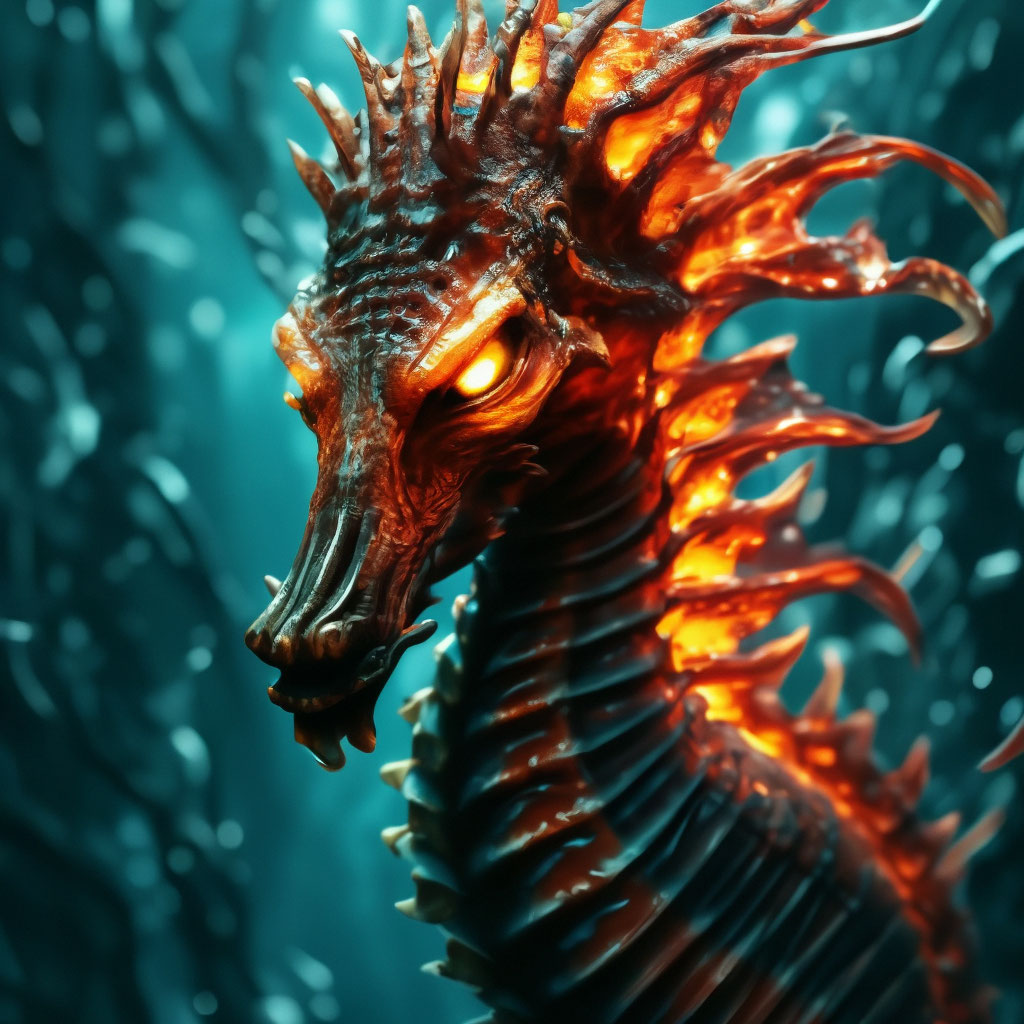 "An evil seahorse." — image created in Shedevrum
