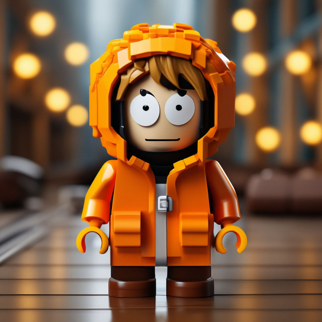 "Kenny from South Park, , in the lego style" — image created in Shedevrum