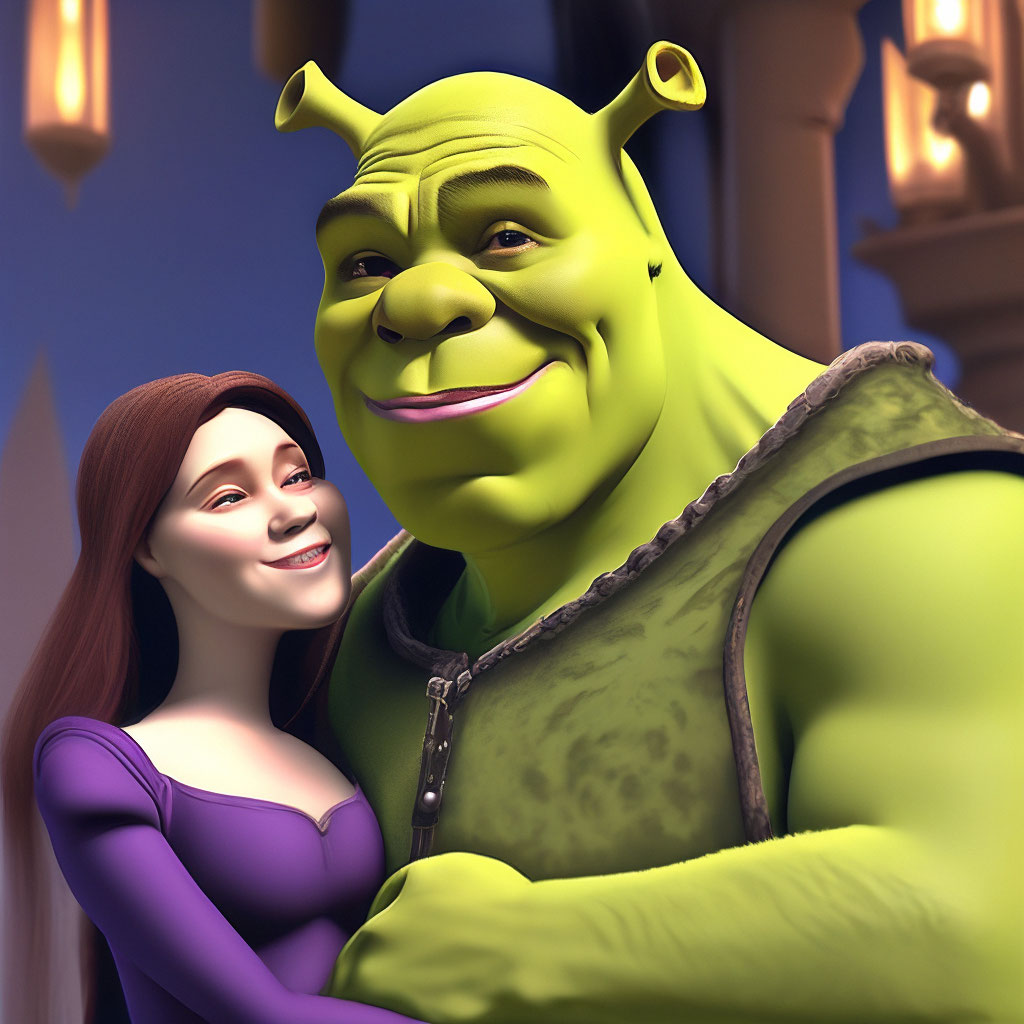 "Shrek turned Fiona into a vampire" — image created in Shedevrum