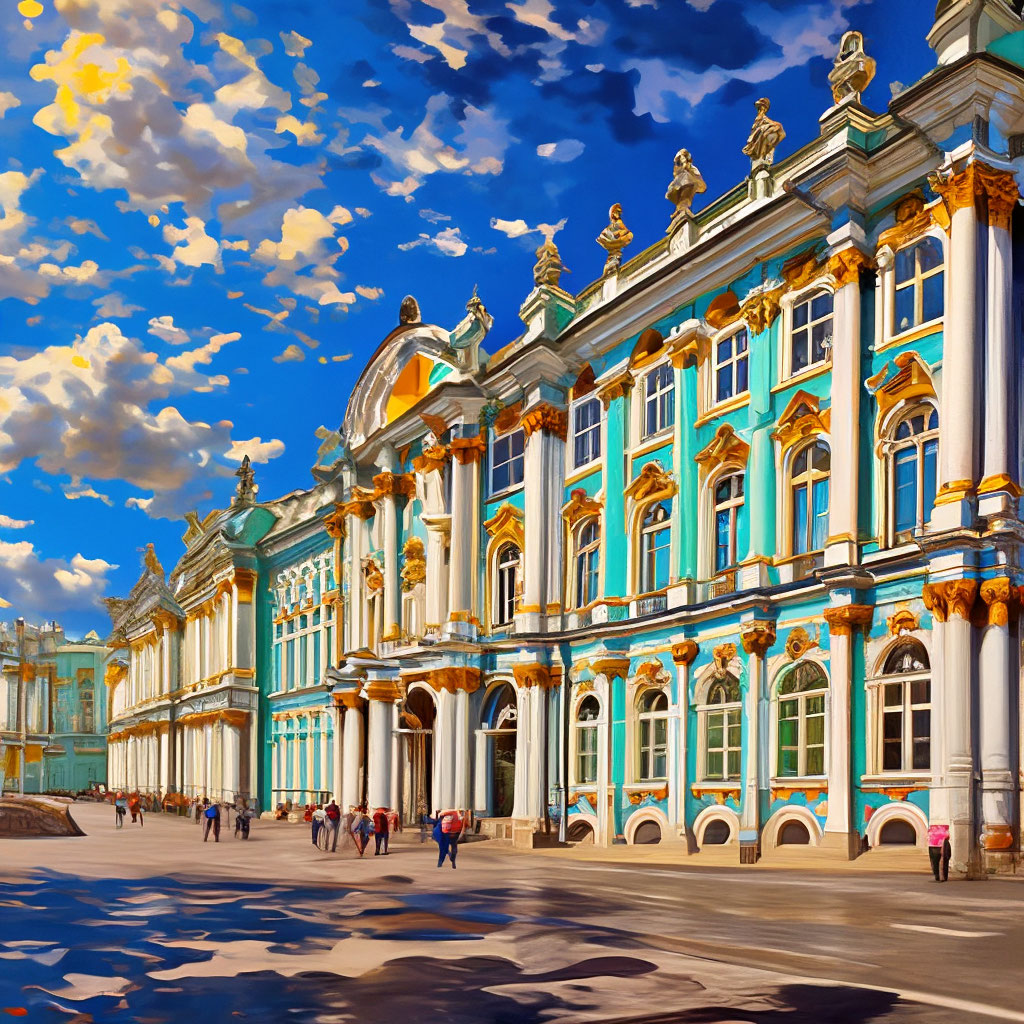 "The Hermitage is a bright sunny day. detailed drawing, 1024k, HDR+ ...