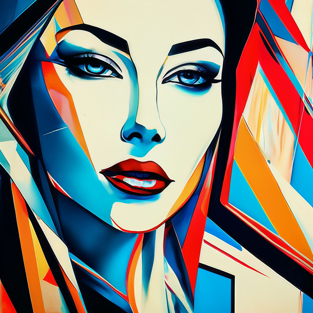 "ArtMix full-face female, graphic design, diagonal, flirting ...