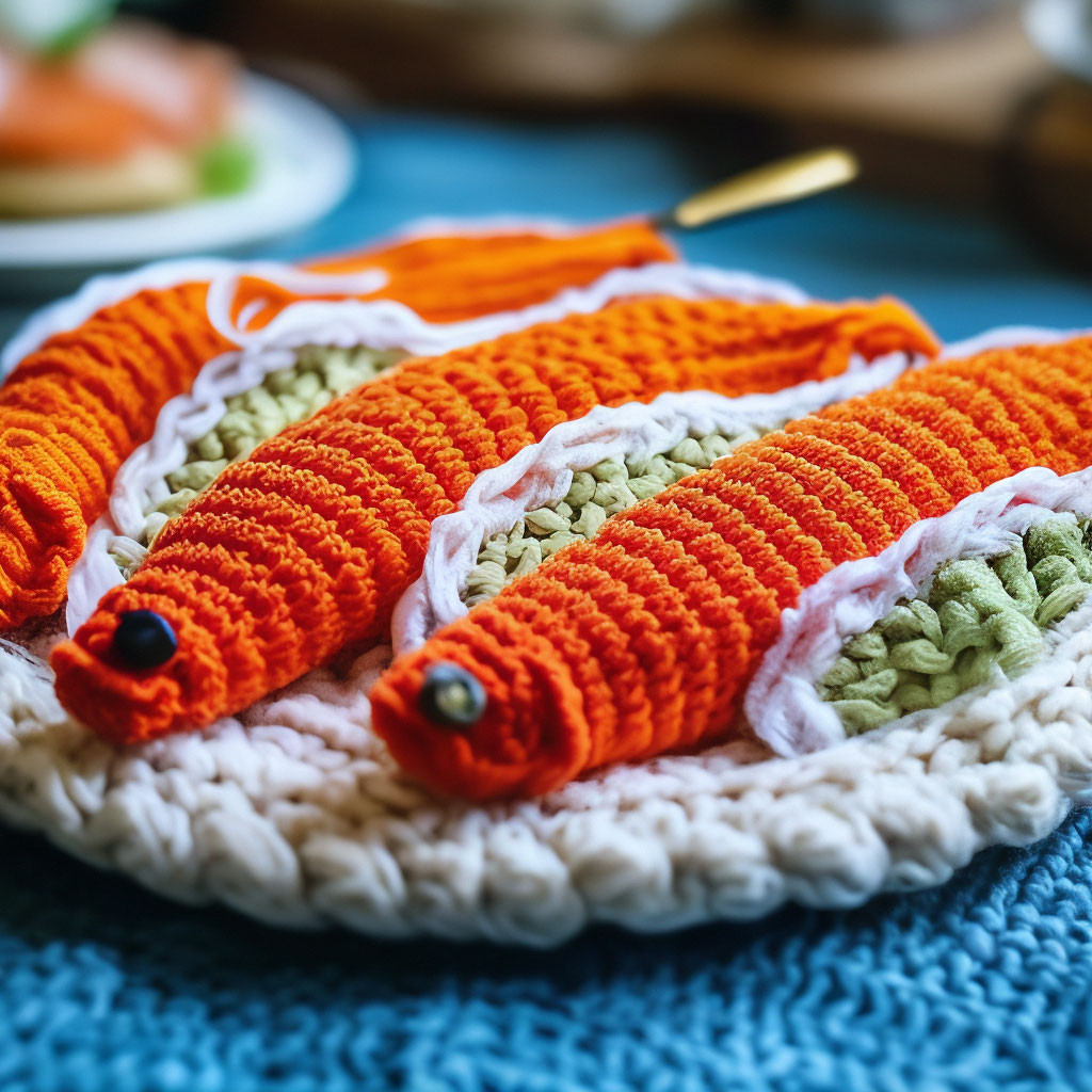 "Crocheted: red caviar is crocheted on a sandwich is crocheted, red ...