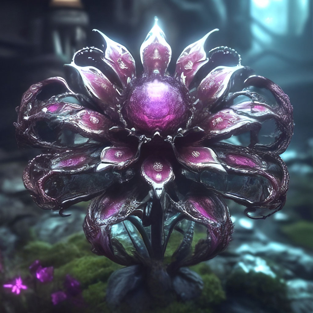 "Mystical predatory flower, horror, gloomy atmosphere, super quality ...