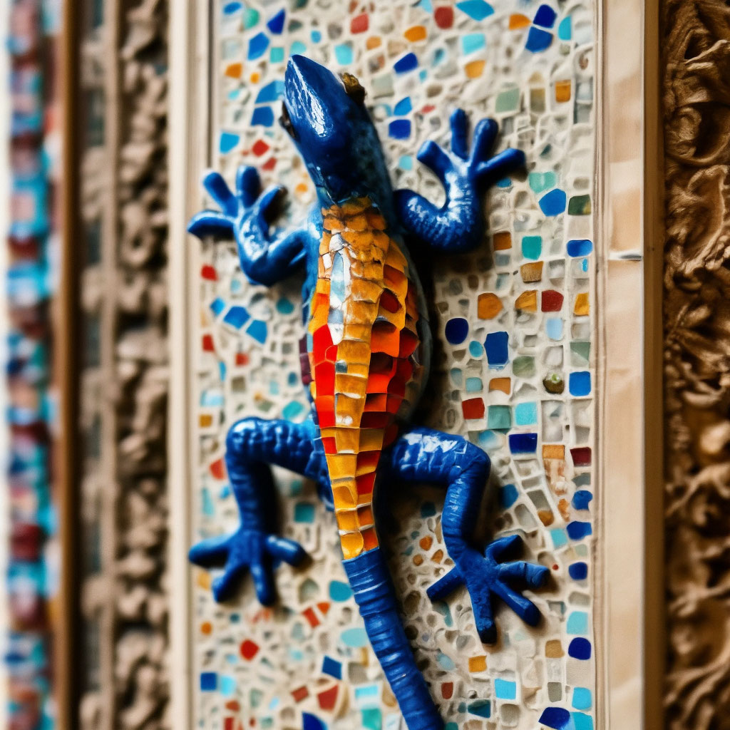 "Barcelona, a bright lizard on the wall - a symbol Barcelona, full and ...