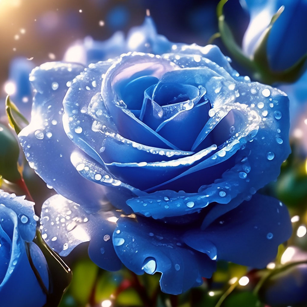 "A very lush bouquet of unusual complex, amazingly magical blue roses ...