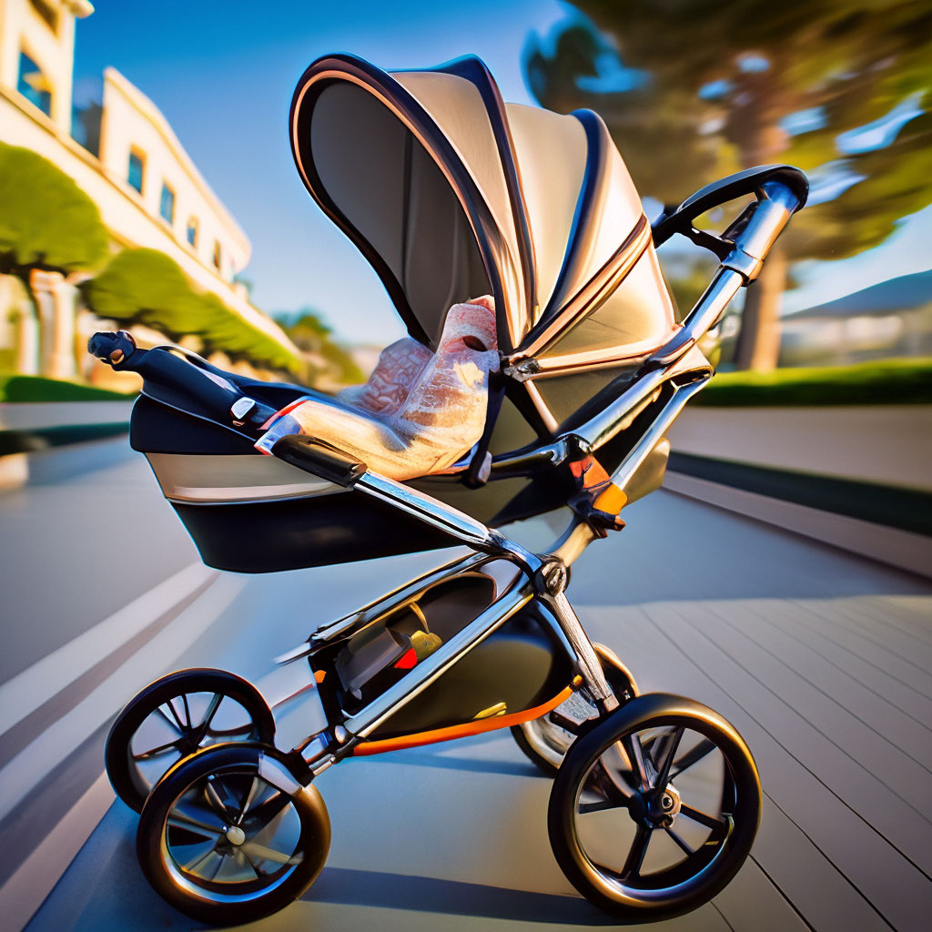 "A baby stroller in the style of need for speed" — image created in ...