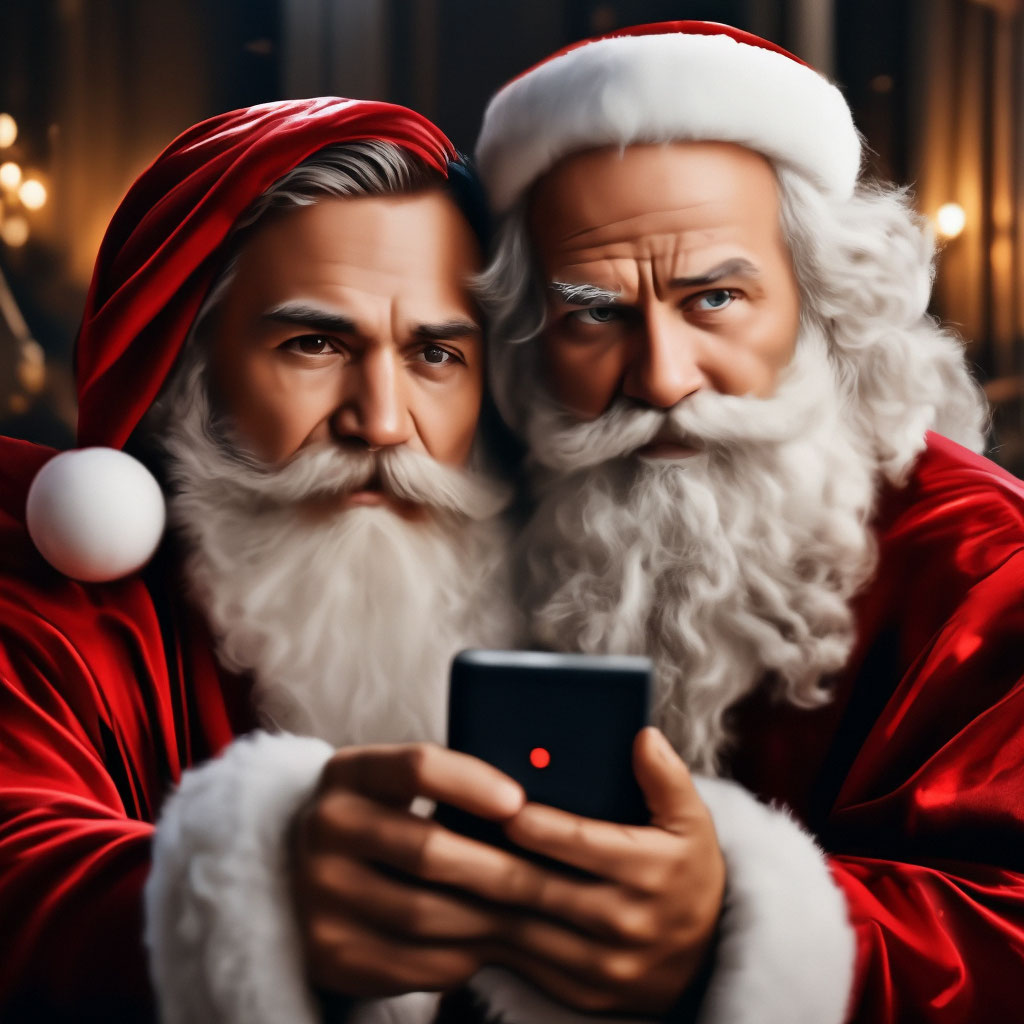 "Draw a selfie of Santa Claus with Santa Claus" — image created in ...