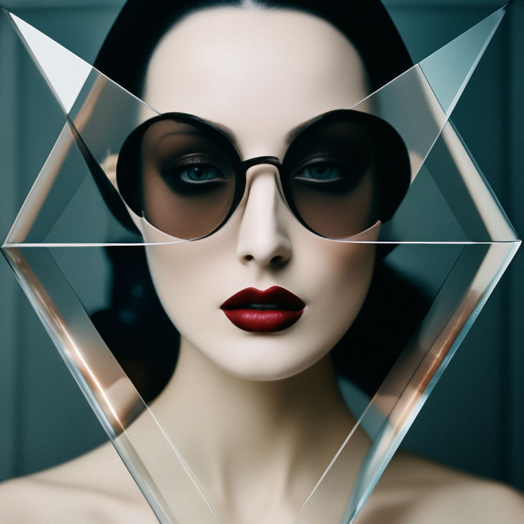 "Surrealism, inverted cone down drawing triangular prism glass ...