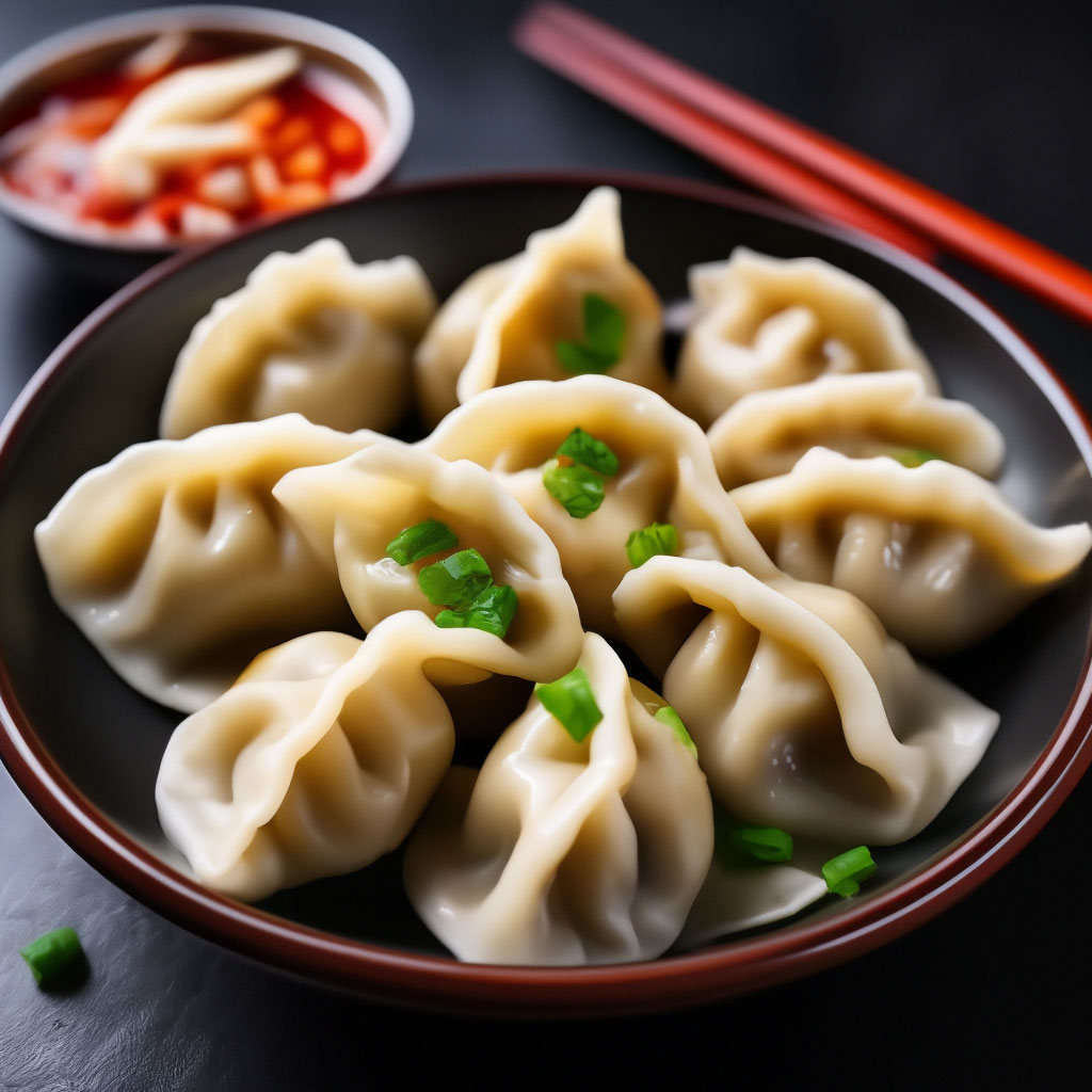 "A portion of delicious hot dumplings" — image created in Shedevrum