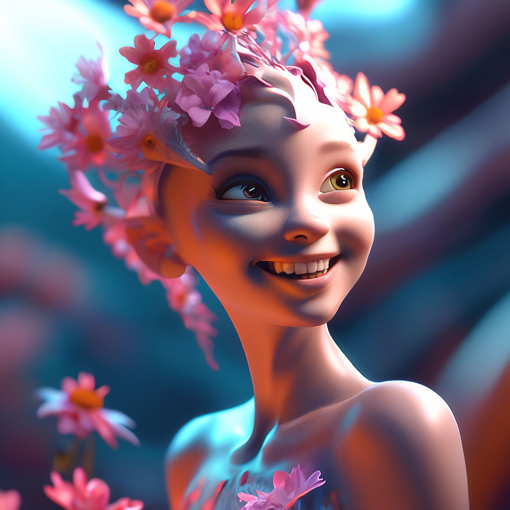 "Not an earthly cute alien girl, on another planet, smiling ...