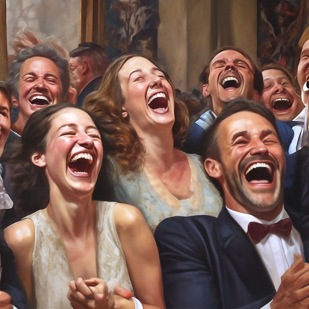 "They laughed long and loudly and forgot the joke" — image created in ...