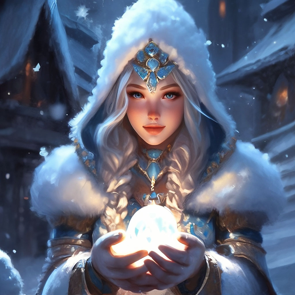 "The snow Maiden is conjuring" — image created in Shedevrum