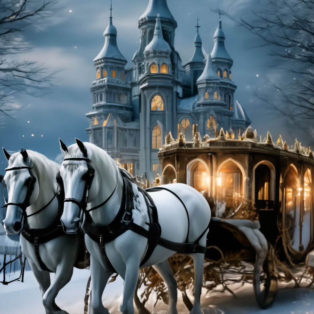 "Fine drawing, white tones, winter, snow-white palace of the elves, a ...