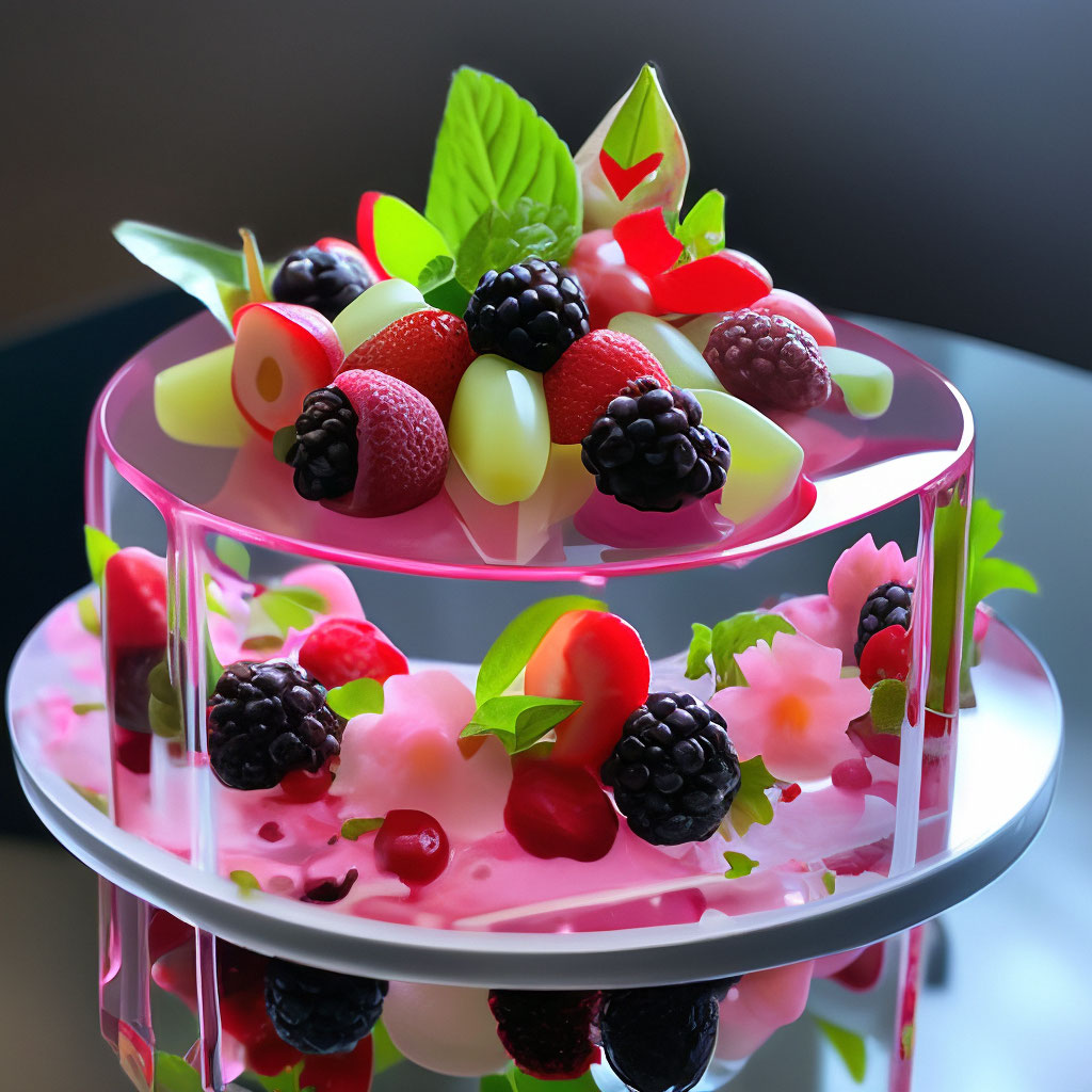 "Hyperreal, a chic cake made of transparent epoxy resin, a hurricane of ...