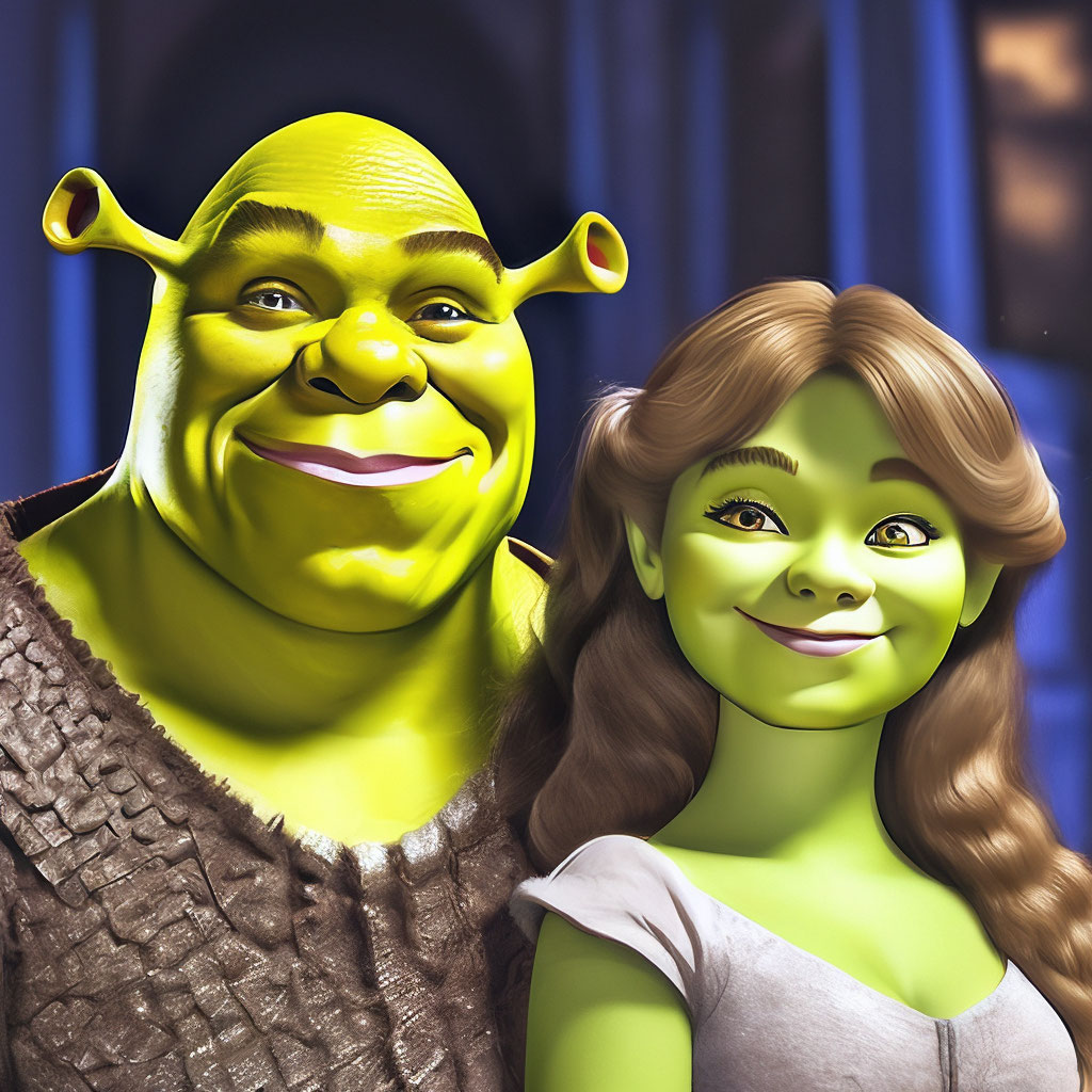 "Shrek and fiona,contour drawing, professional photo, 128k, high ...