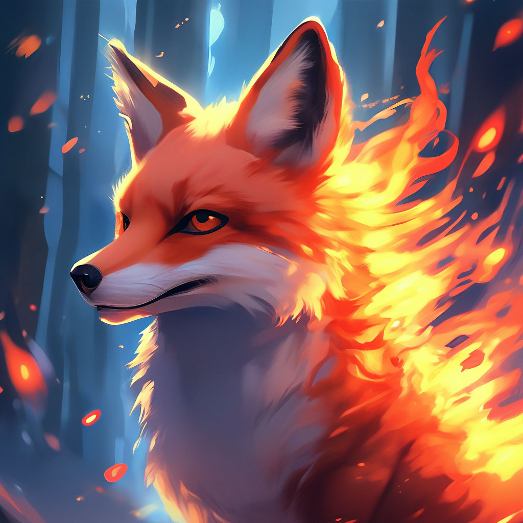 "Fire fox" — image created in Shedevrum