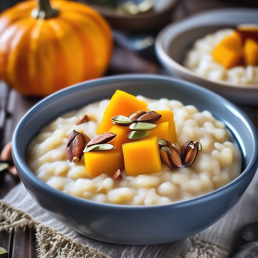 "Boiled porridge with pumpkin" — image created in Shedevrum