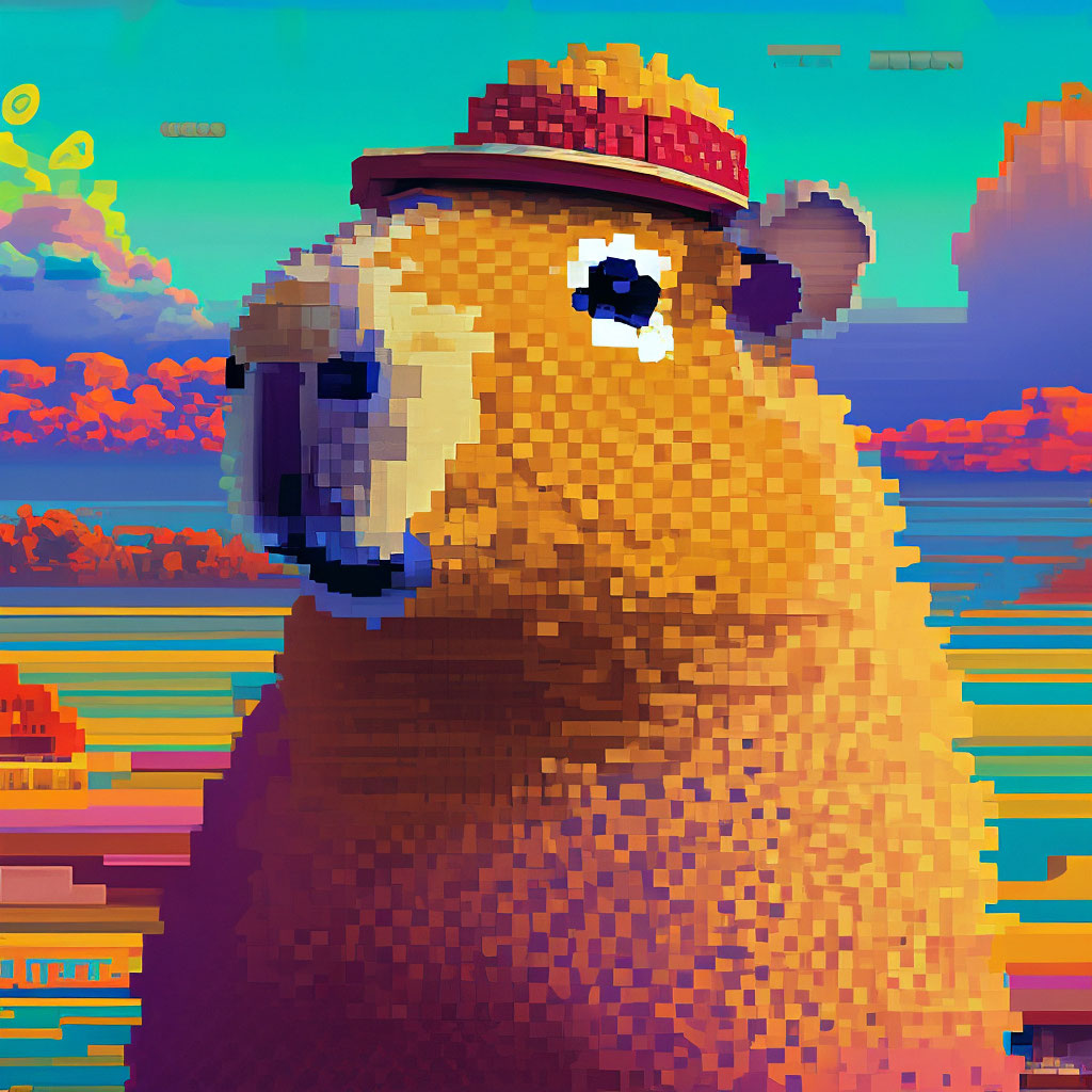 "Capybara , in the style of Dali, pixel graphics" — image created in ...