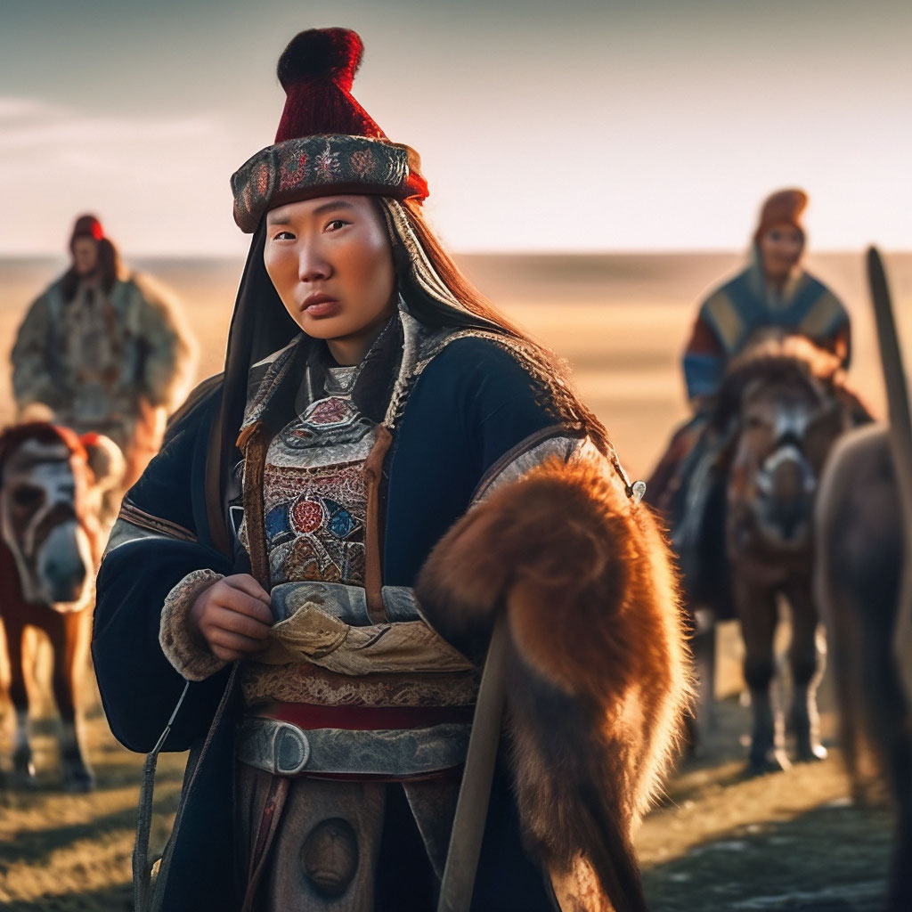 "Hyperrealism . Tatar-Mongolian Horde shepherds herders soft morning ...