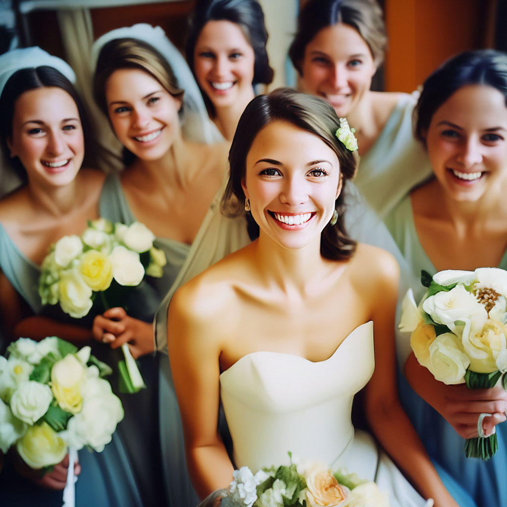 "Brides series: lots of happy brides in wedding dresses, professional ...