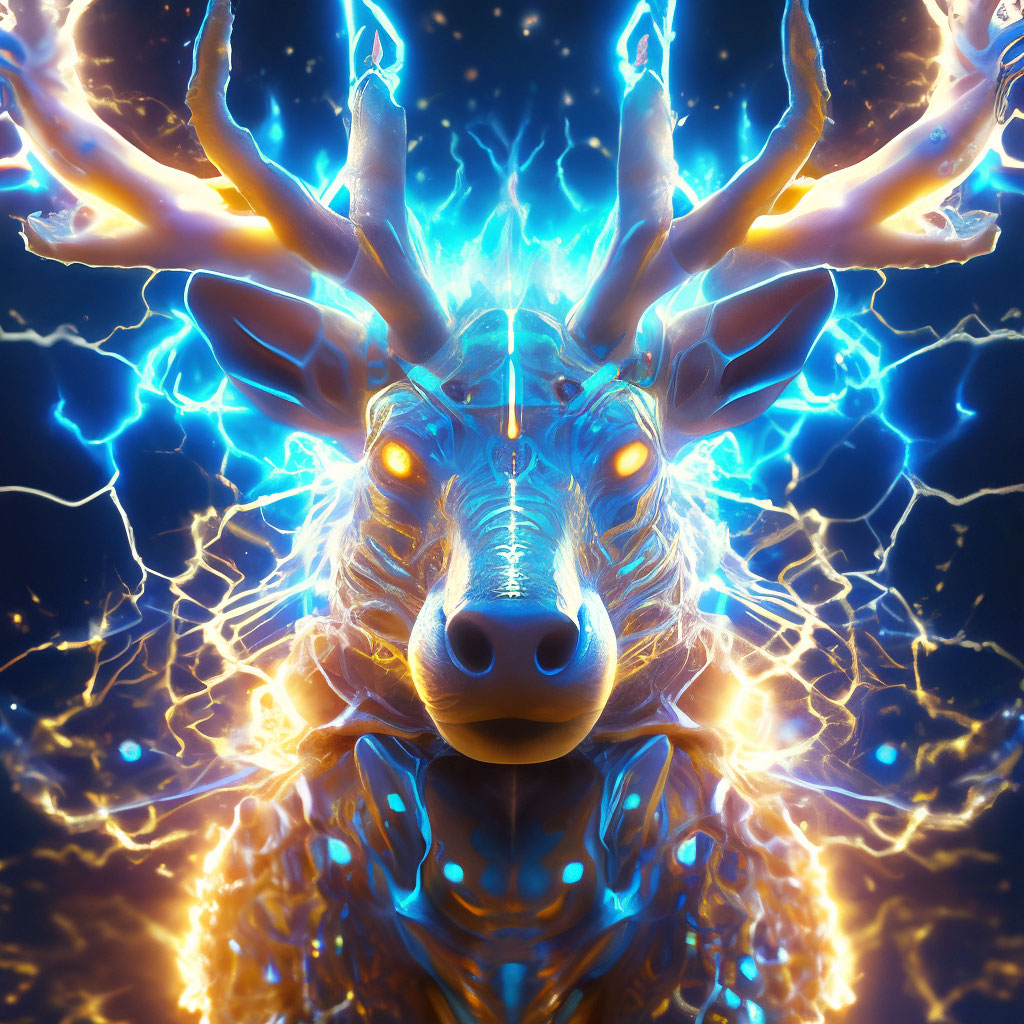 "Surrealism, high detail,powerful anime moose, consists of fractals ...