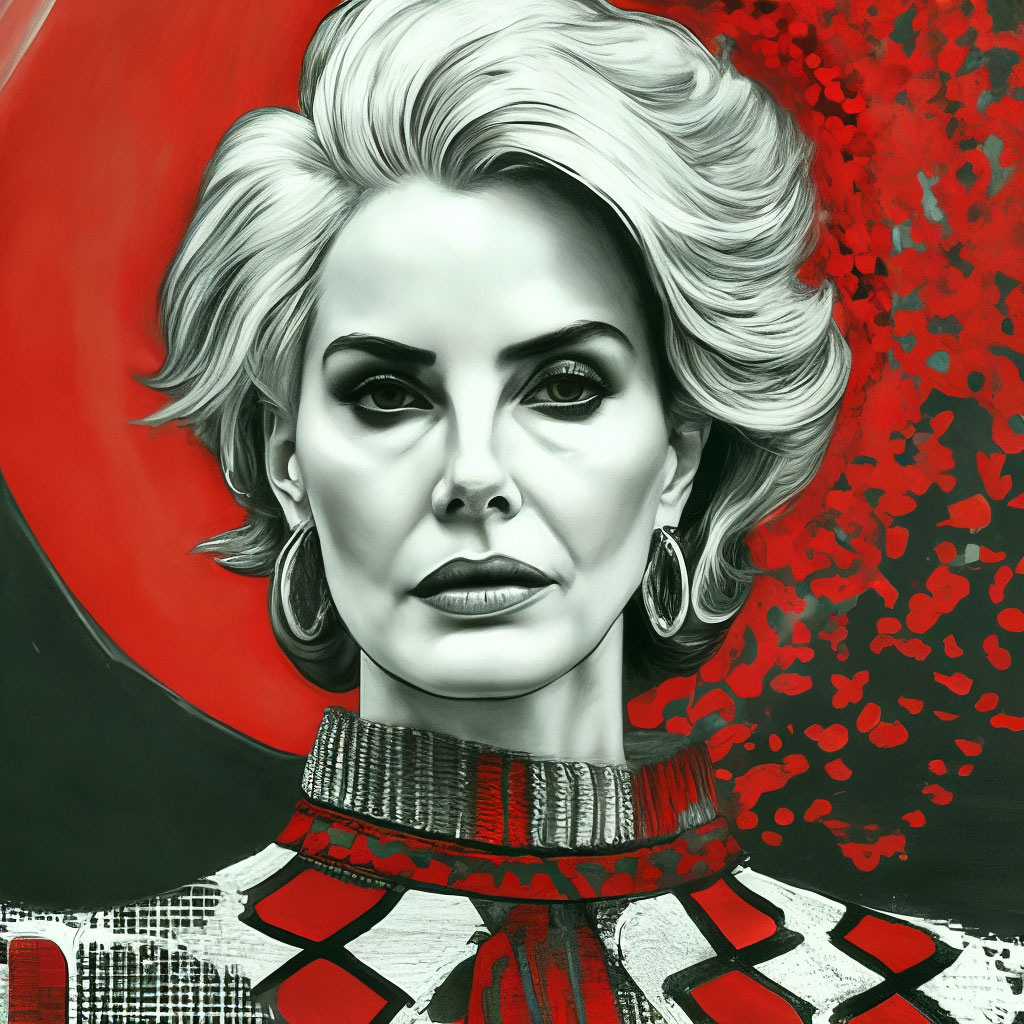 "An arrogant gray-haired woman with short hair looks with contempt at ...