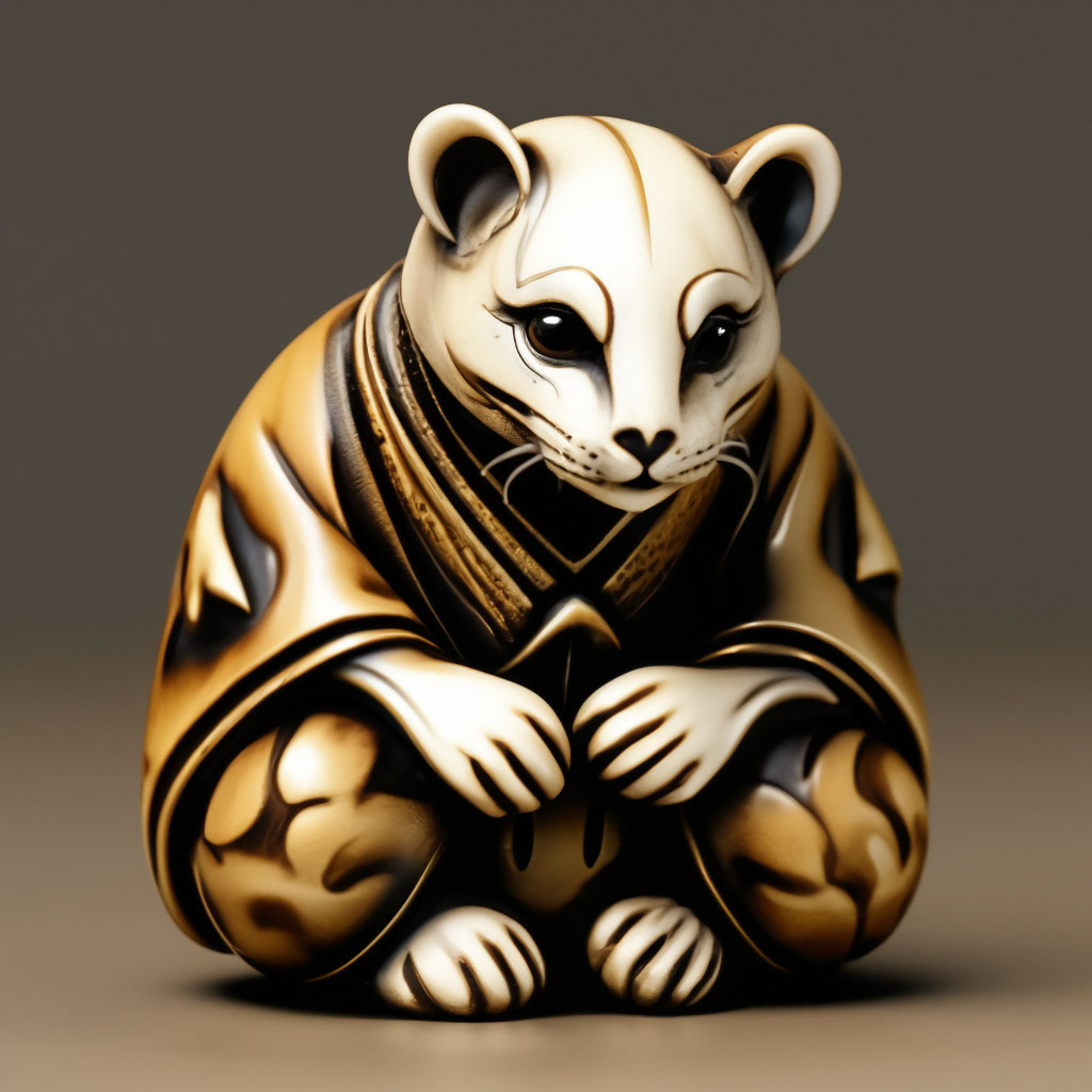 "Unusual Netsuke, bone carving." — image created in Shedevrum