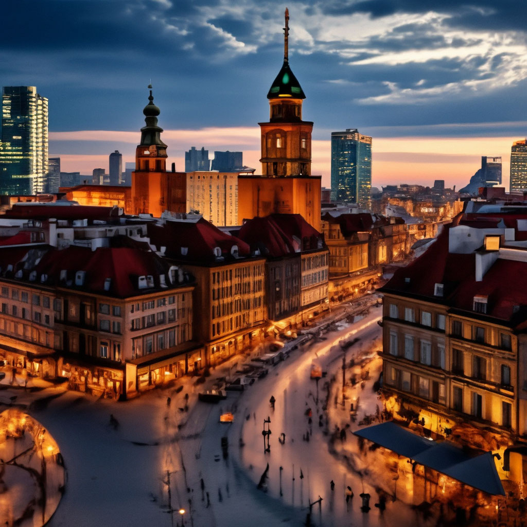 "Warsaw, beautiful, realistic, professional photo, 4k, high resolution ...