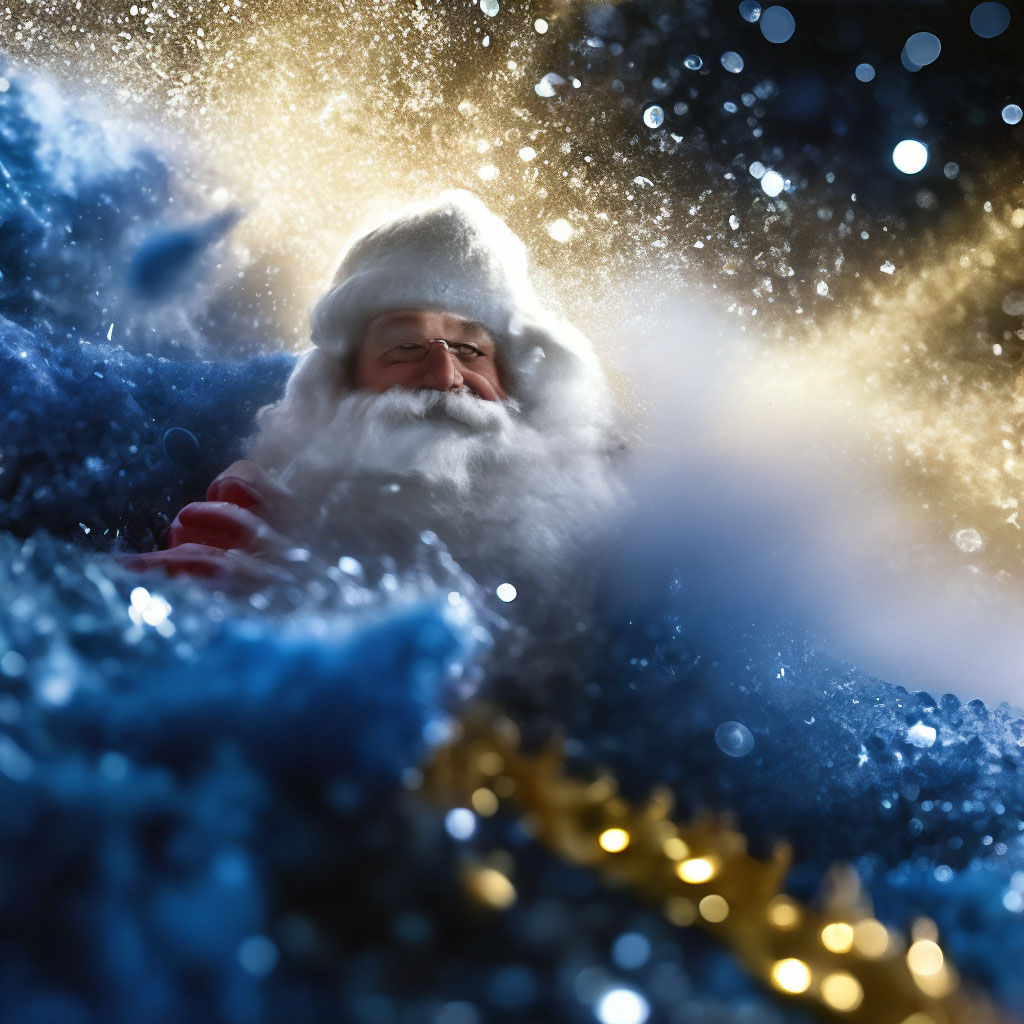 "Santa Christmas style, spraying with a fraction of soaring indigo ...