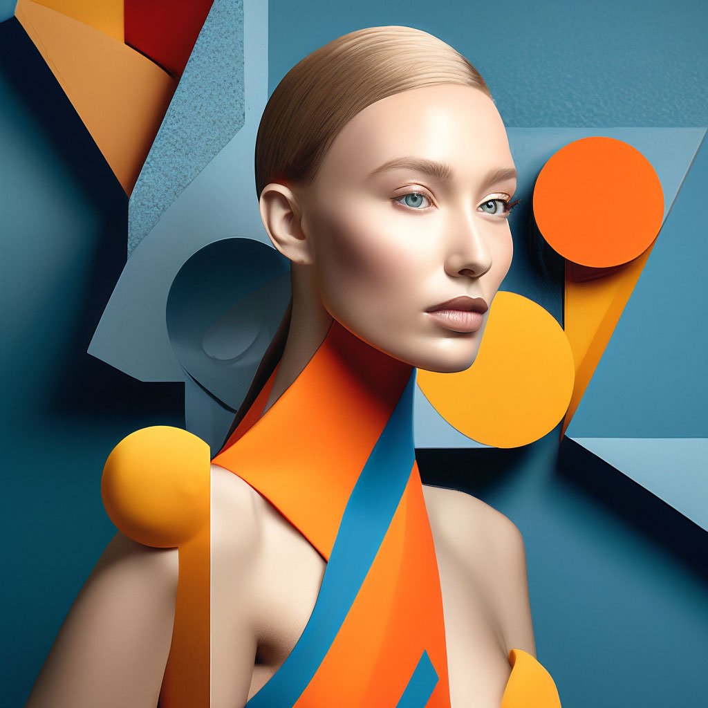"Model woman model composition 3d geometric shapes" — image created in ...