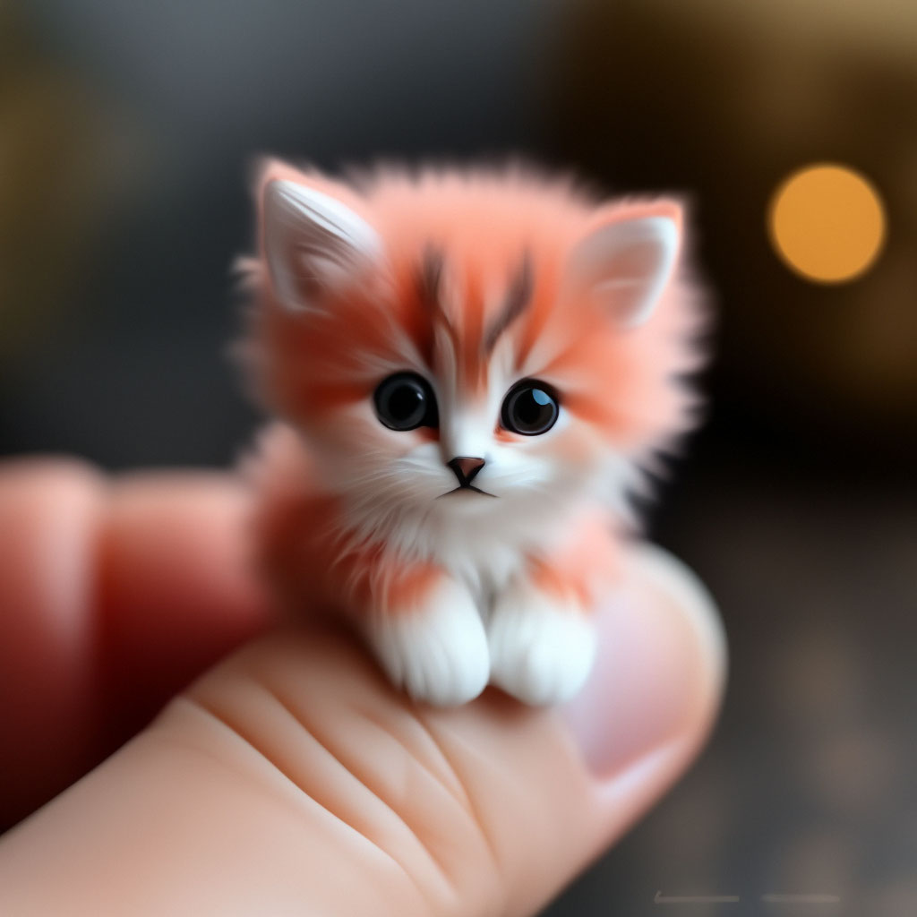 "MINI CAT small, tiny, cute, soft coral fluffy mini kitten sits on the ...