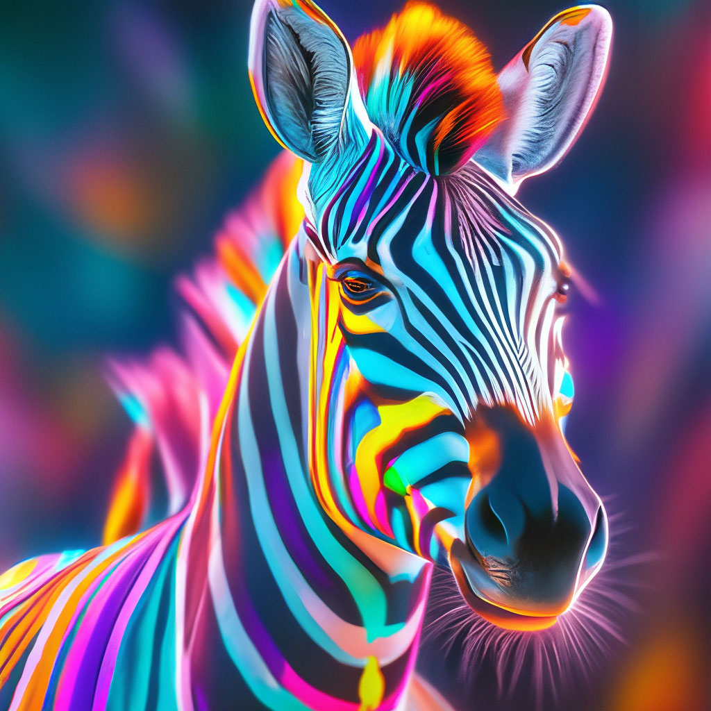"Multi-colored zebra, 4k, high resolution, bright lighting" — image ...